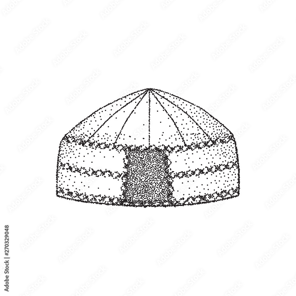 Yurt of nomads. Hand draw. Sketch drawing.Vector Illustration. Stock ...