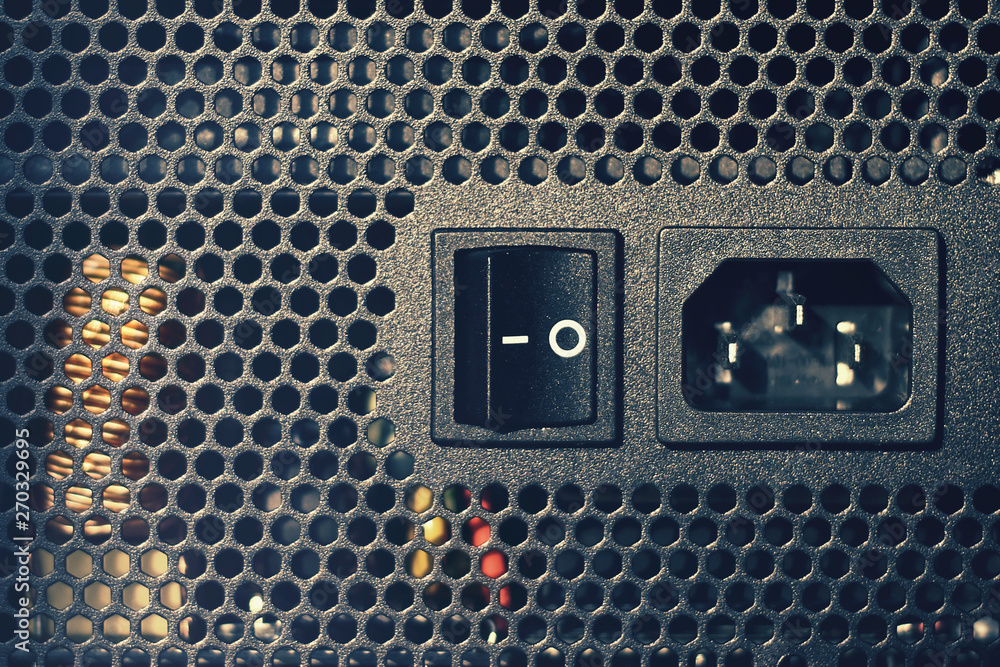 Power connector and power on off switch of the computer system unit ...