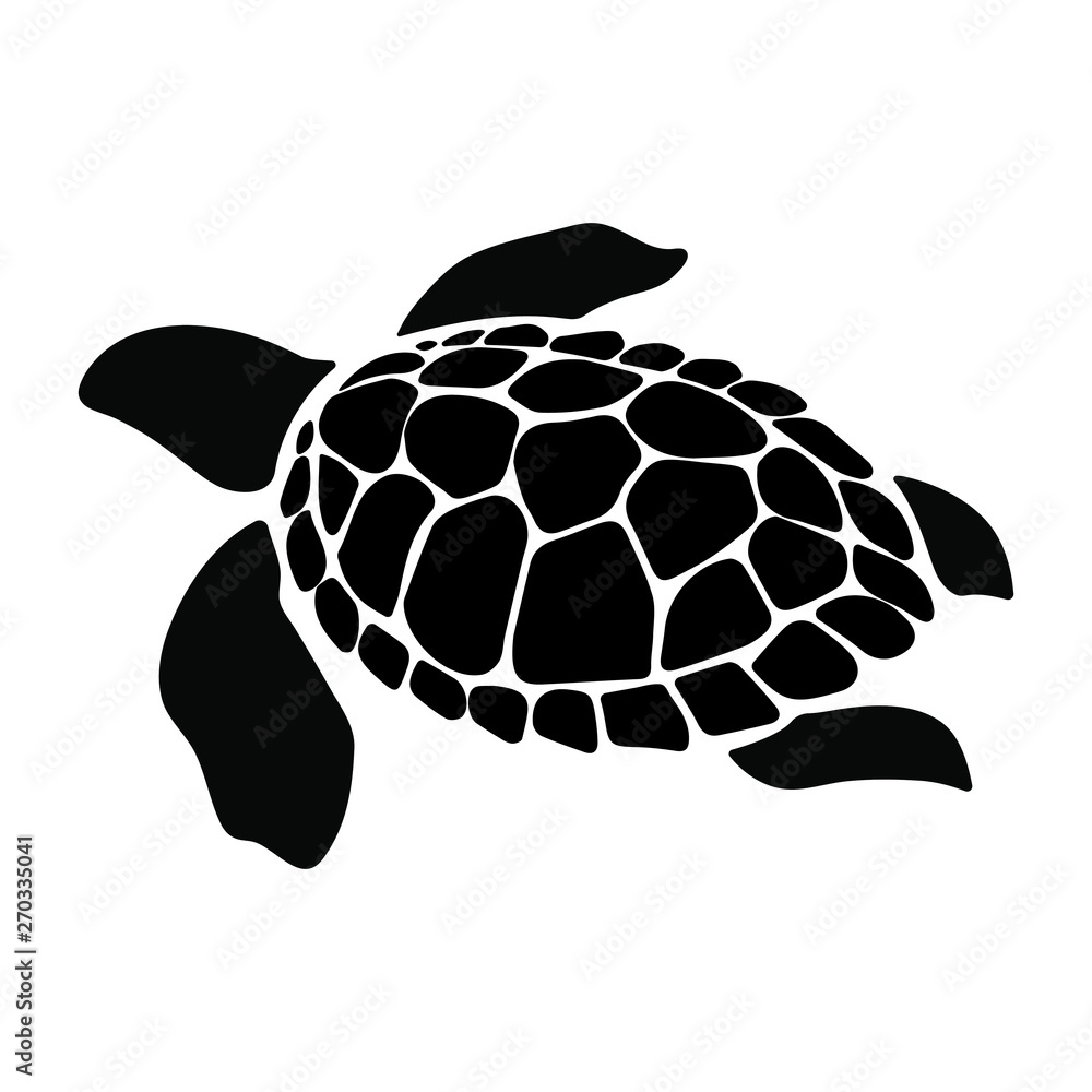 Turtle marine animal illustration. Sea turtle. Simple illustration of ...