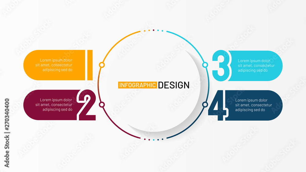 Business infographic process chart with 4 step, options. Creative ...