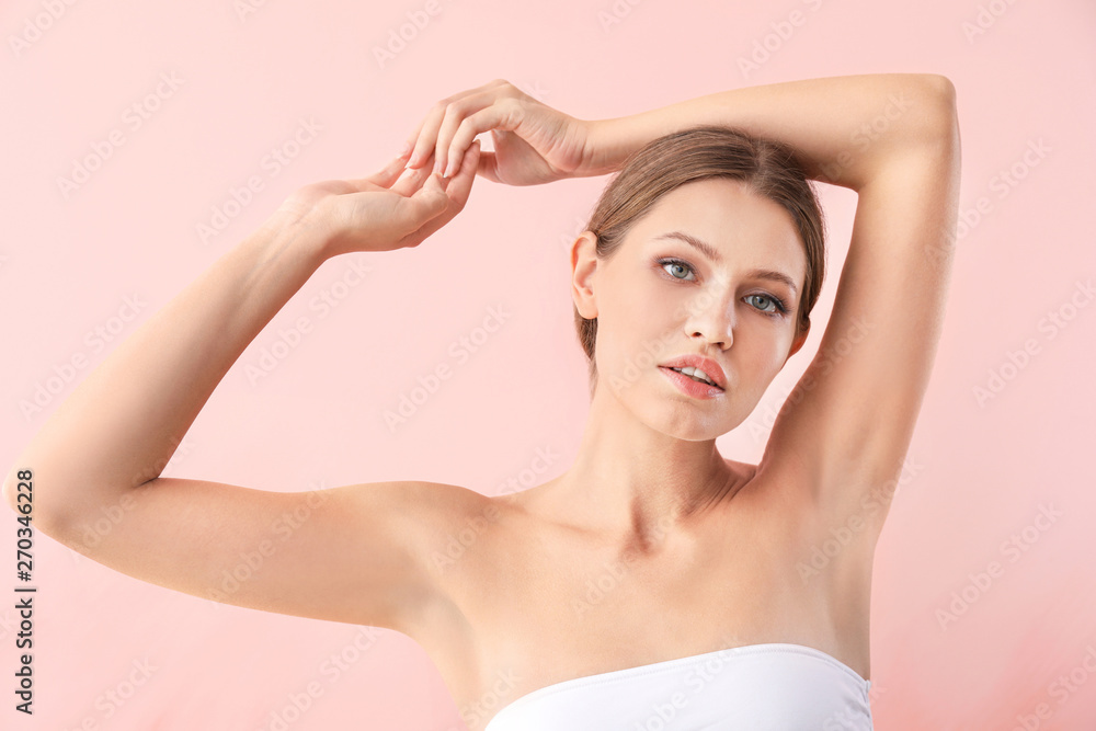 Beautiful Young Woman After Laser Hair Removal Procedure On Color