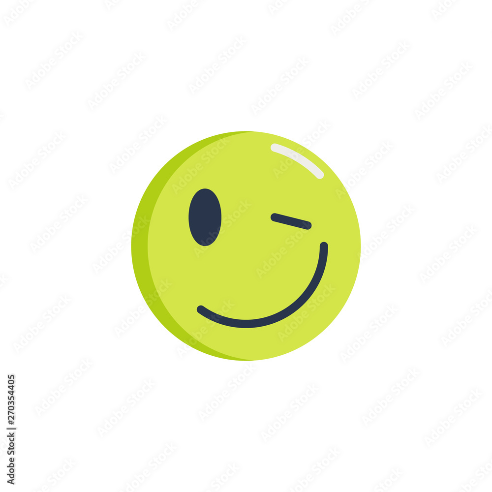 Wink emoticon flat icon, Winking Face emoji vector sign, colorful ...
