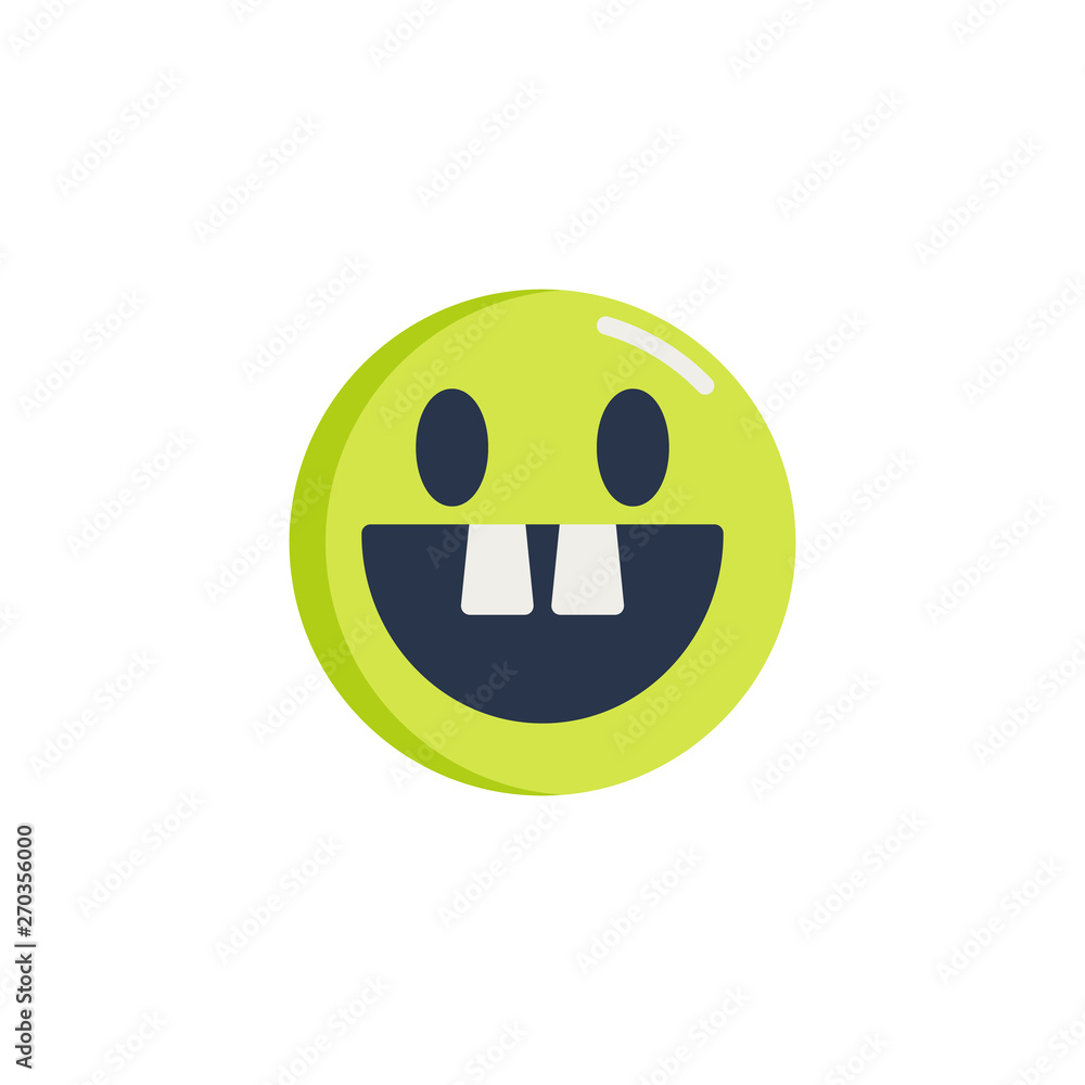 Toothless face emoji flat icon, Happy smiley with two teeth vector sign ...