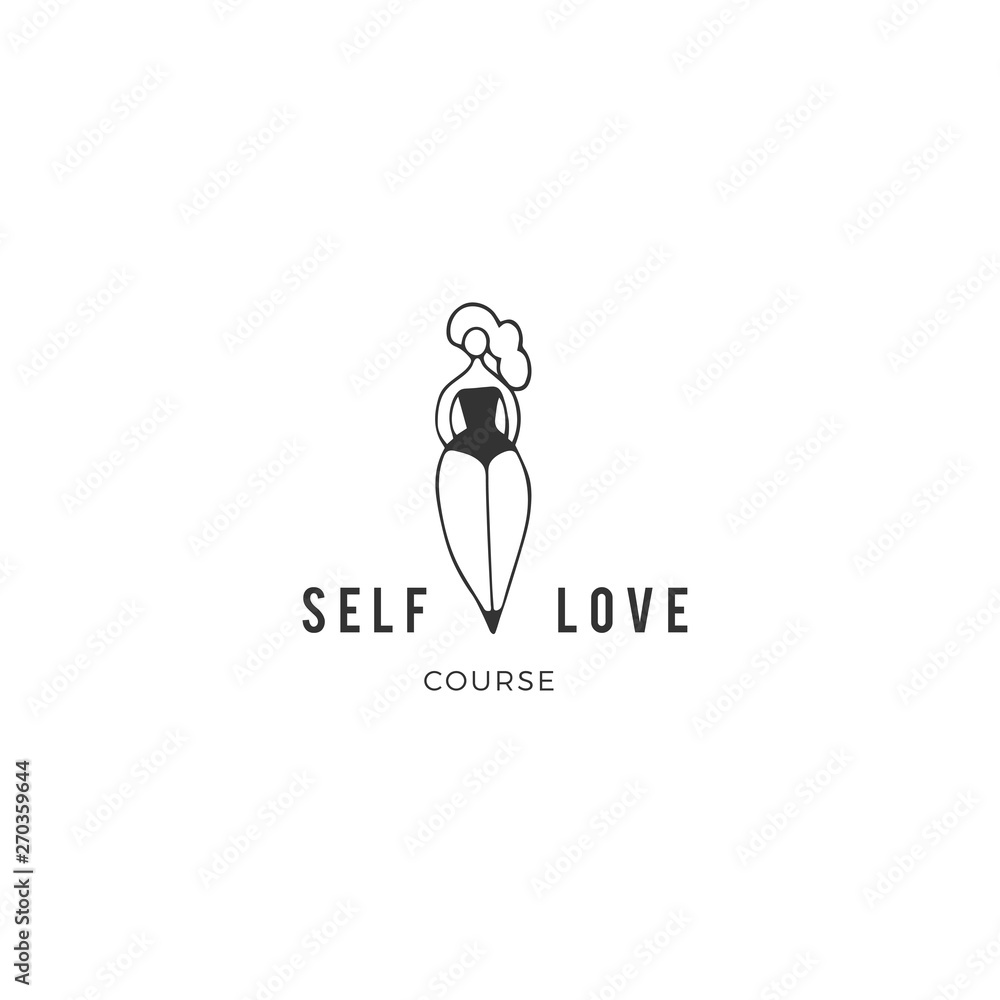 Vector hand drawn icon with text. Body positive, plus size concept ...