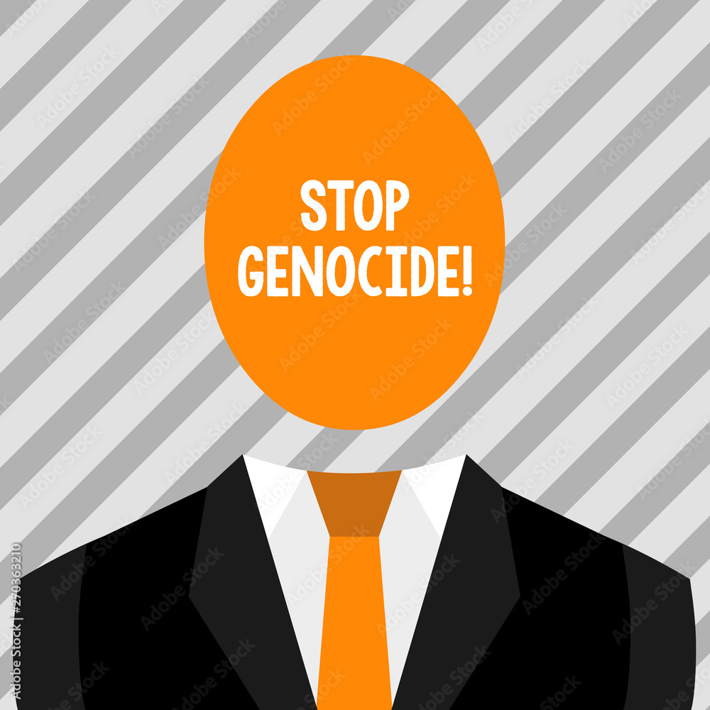 Conceptual hand writing showing Stop Genocide. Concept meaning to put ...