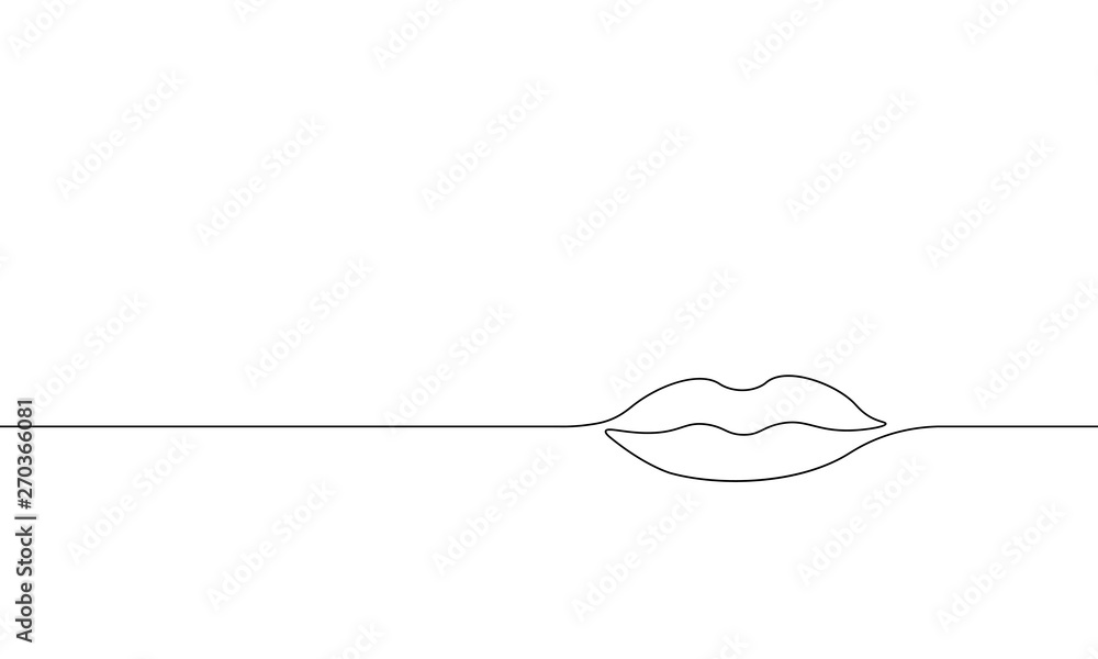 Single continuous one line art female lips. Beauty salon woman girl ...