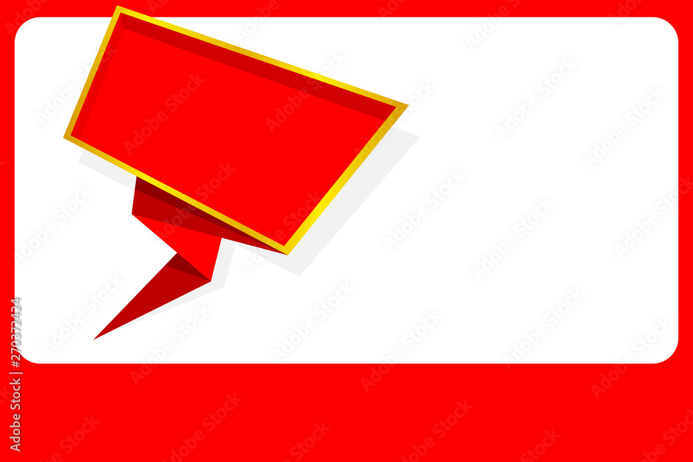 banner red blank, red color frame banner template flat lay fashion ...