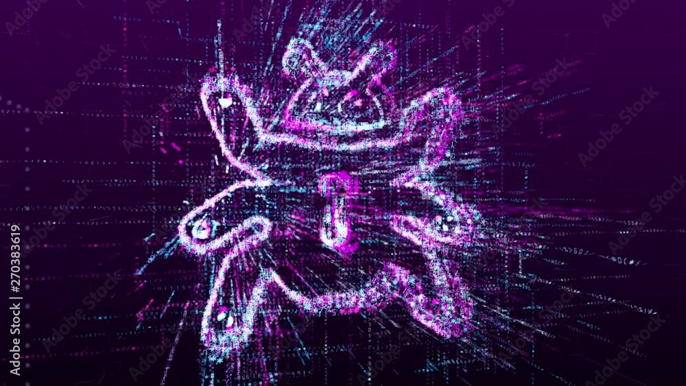 Animation of a virus sign or infection. Consists of a stream of numbers ...