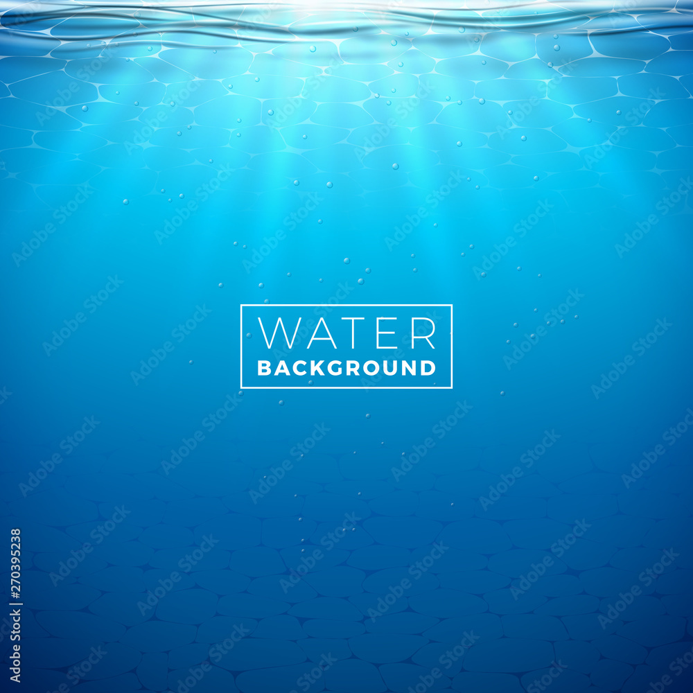 Vector underwater blue ocean background design template. Summer ...