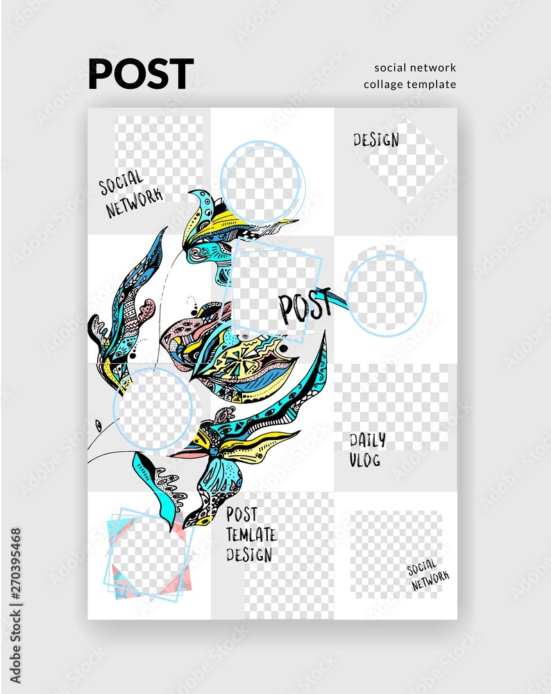 Bckgrounds for social network post. Set of editable square post frame ...