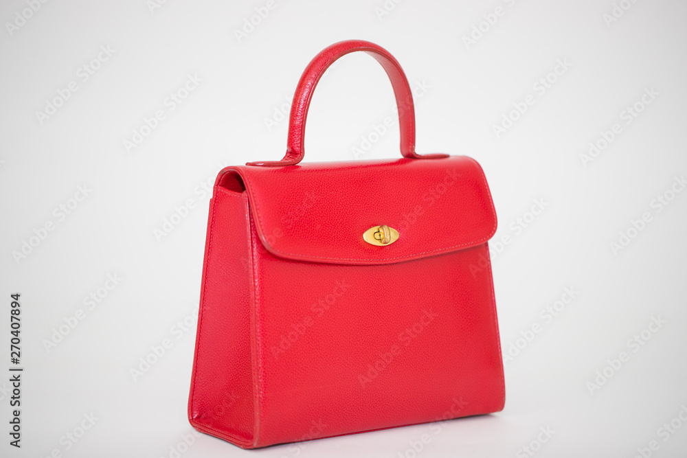 Red women's handbag isolated on white background - Image Stock Photo ...