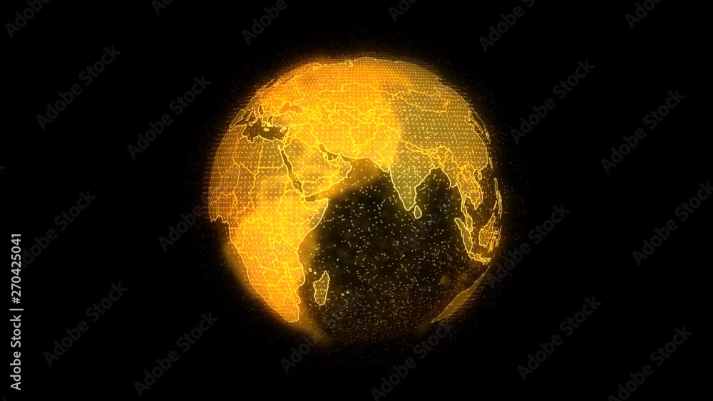 Planet Earth rotation seamless loop animation, futuristic glowing ...