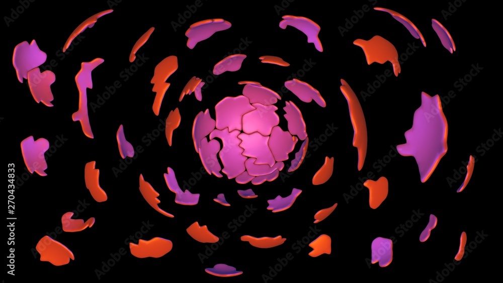 Exploding spheres , layers. Multiple spherical shells expand outwards ...