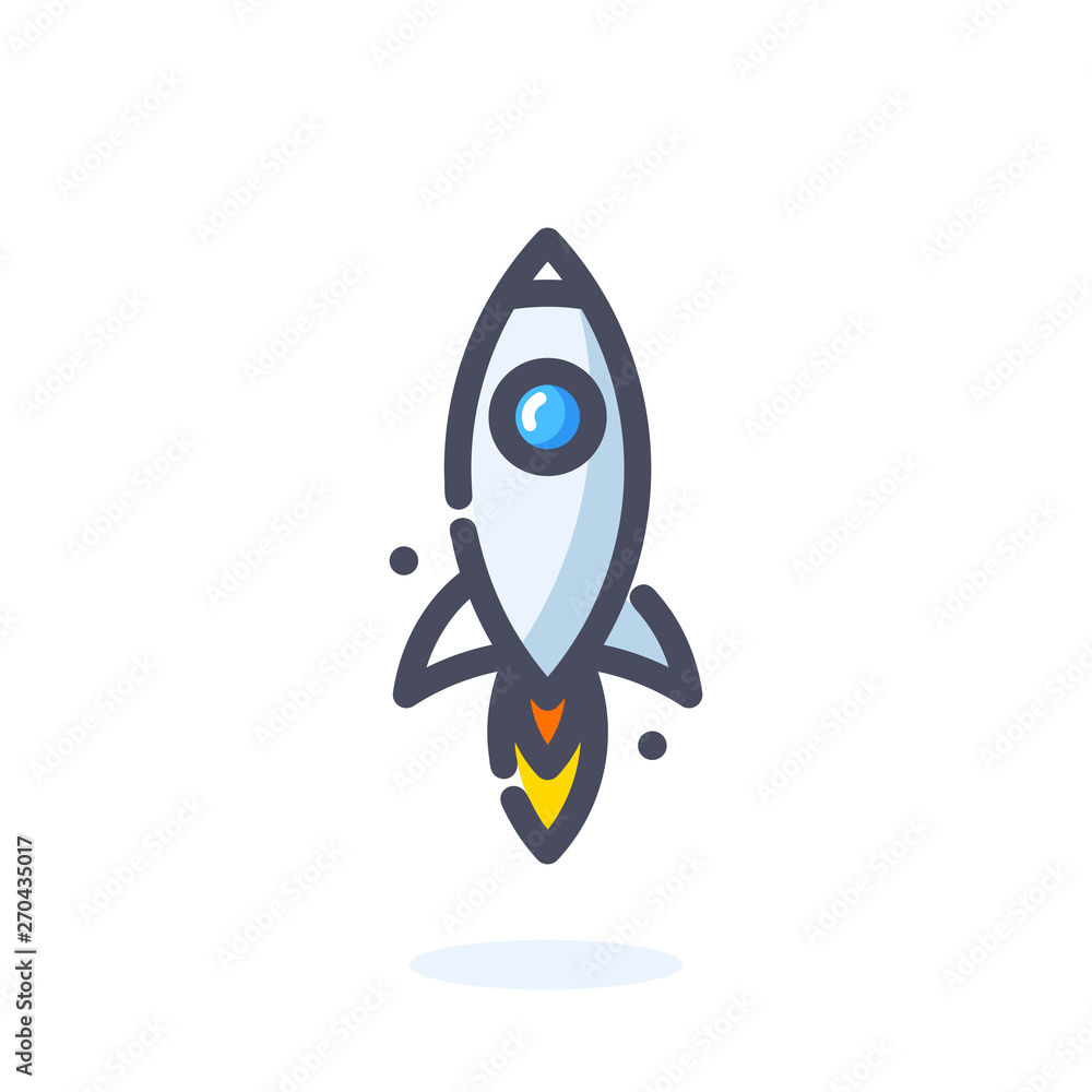 Rocket vector icon. Cartoon and MBE style logo template. Isolated ...