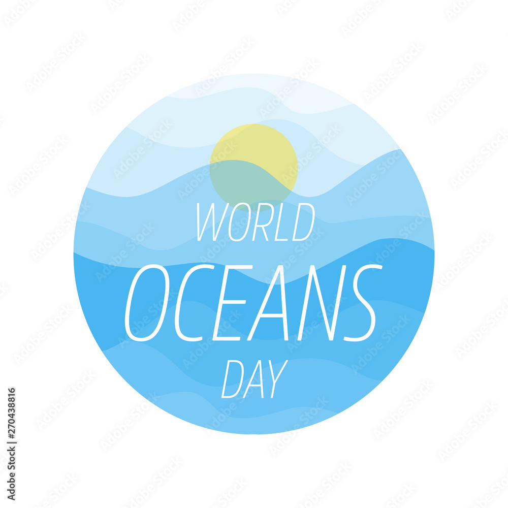World Oceans Day design template. Ocean health protect graphic symbol ...