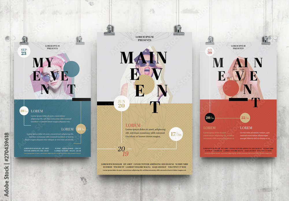 Event Poster Layouts with Geometric Elements Stock Template | Adobe Stock