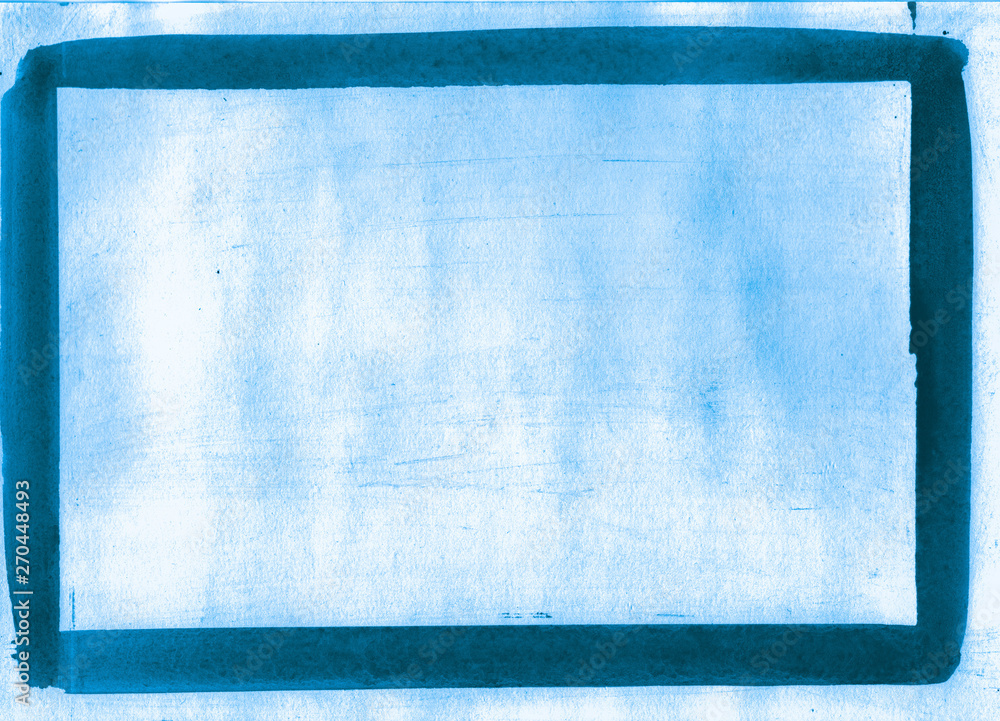 blue frame watercolor background for layouts, illustrations, banners ...