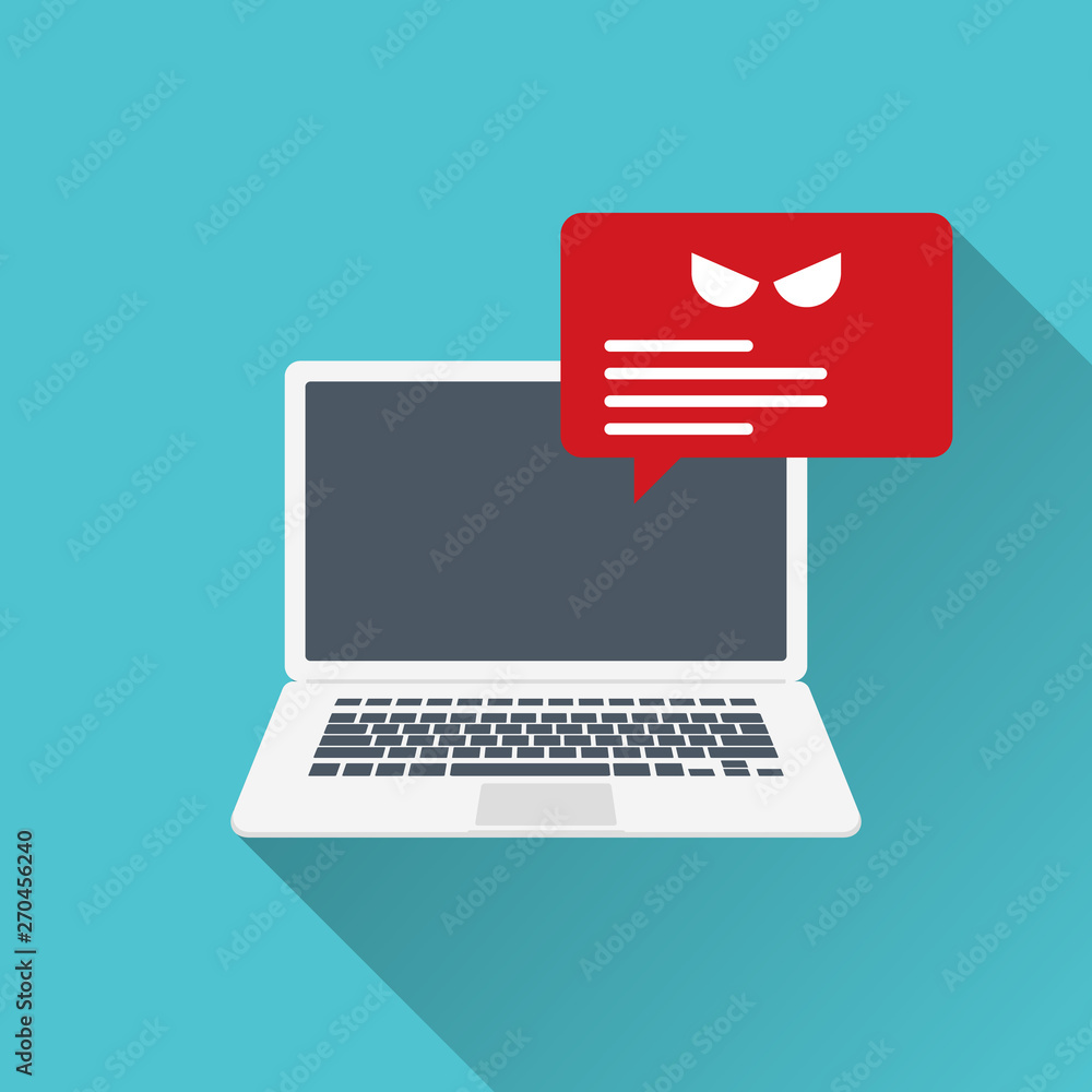 Alert notification on laptop computer vector, malware concept, spam ...