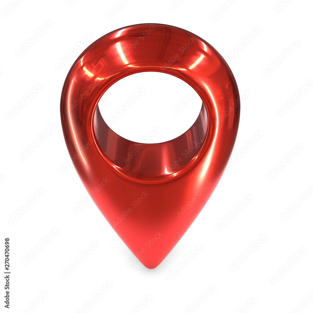 3D render of red metallic map geo pin isolated on white Stock ...