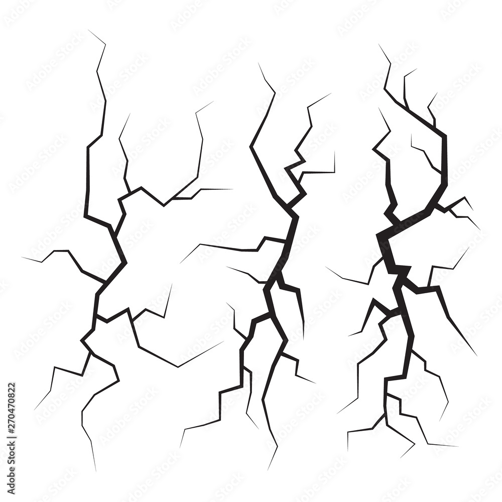 Crack on the surface of the earth, fracture texture. The rupture vector ...