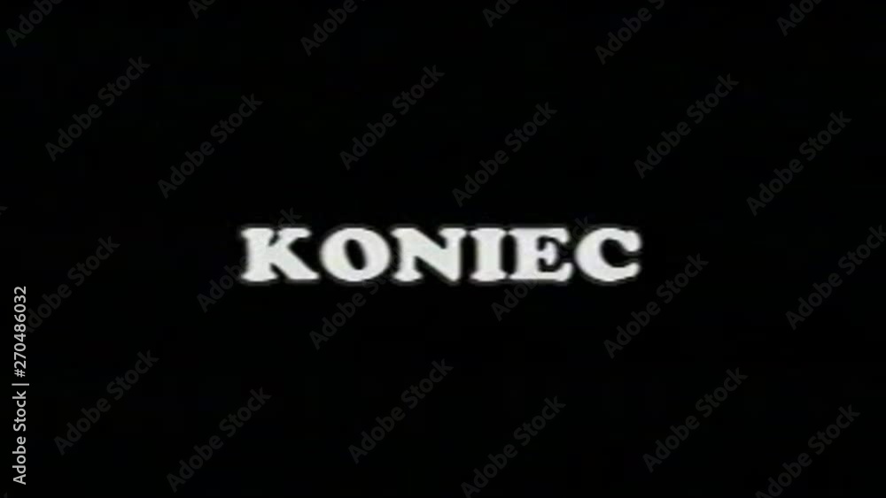 Presentation of the inscription "The End" in Polish of a vintage VHS on ...
