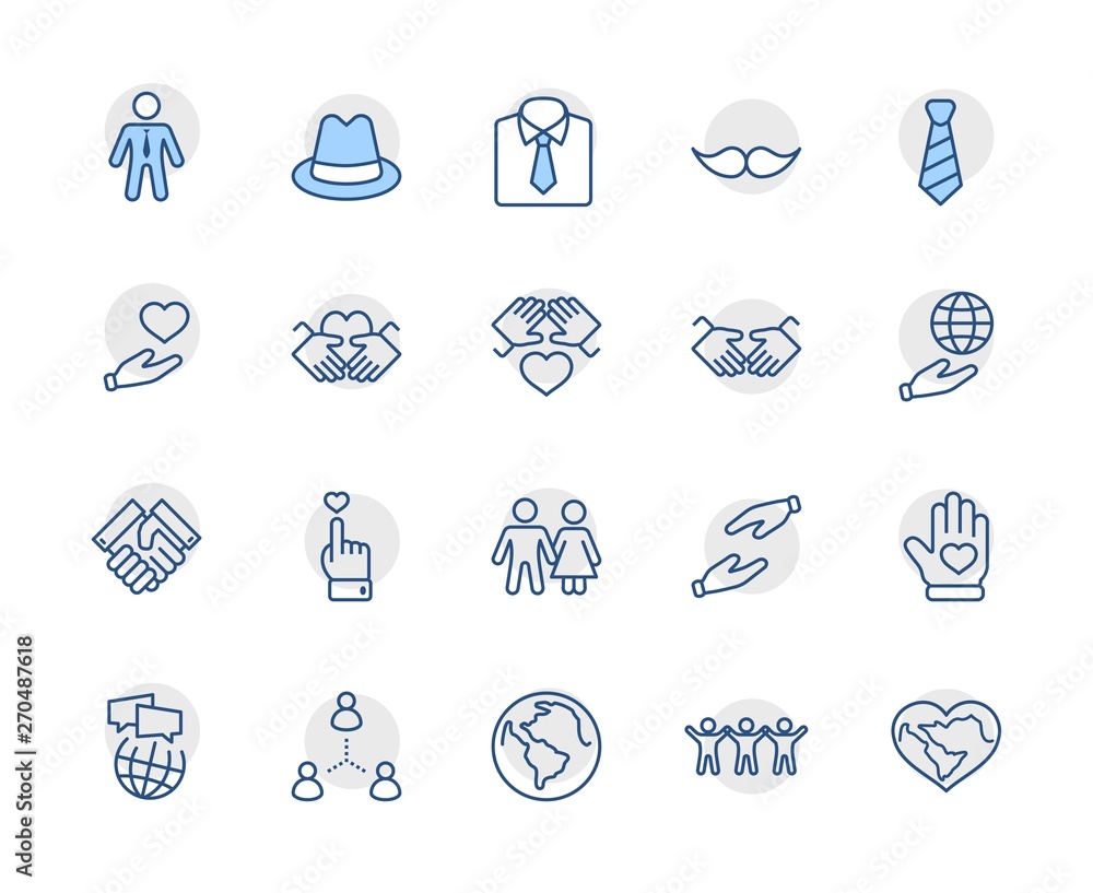 International Day of Human Solidarity Line Vector Icons Set. Contains ...