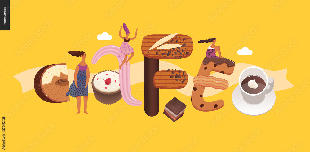 Dessert lettering - Cafe - modern flat vector concept digital ...