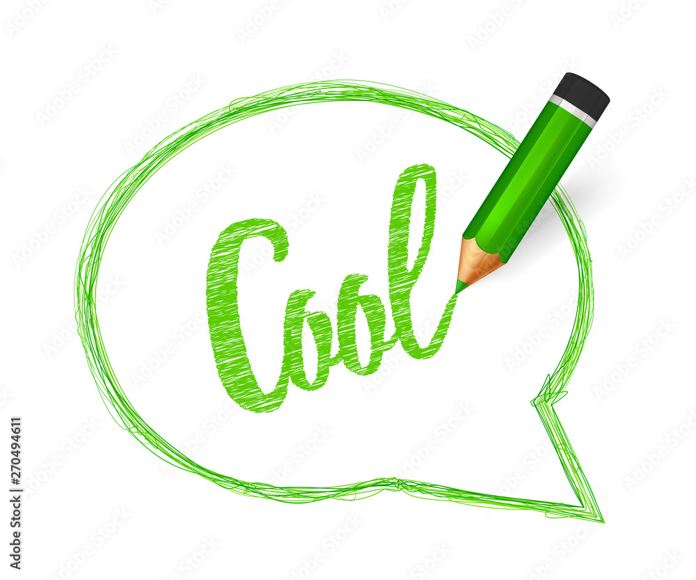 Speech bubble paint with pencil. Hand drawn banner with doodles of ...