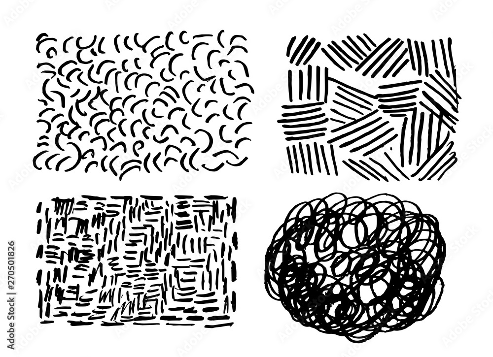 Set of Hand Drawn Doodle Textures Isolated on White Stock Vector ...