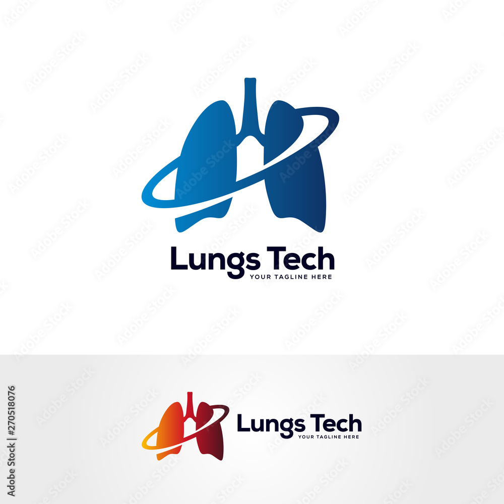 human lungs logo designs template, lungs technology logo design vector ...