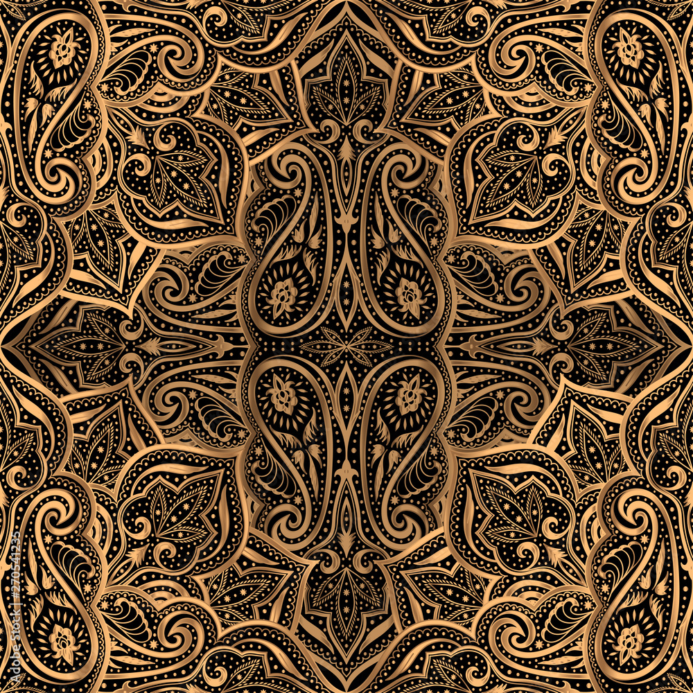 Luxury pattern vector seamless. Arabic mandala paisley royal background. Art deco design for ...