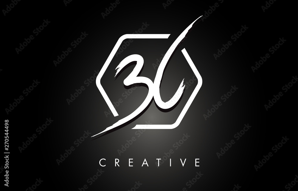 BC B C Brushed Letter Logo Design with Creative Brush Lettering Texture ...