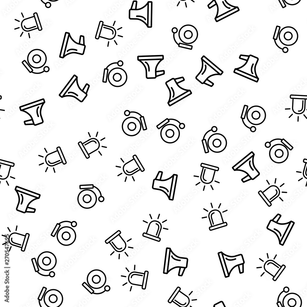 Elements Of Fire Alarm Seamless Pattern Vector. Metal Electric Bell ...