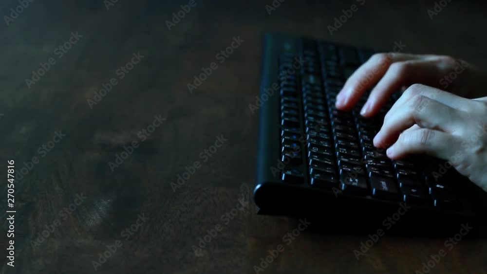 Woman female developer is typing programming software script source ...