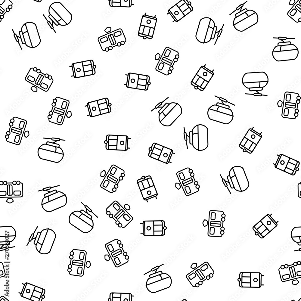 Means Of Rail Transport Seamless Pattern Vector. Futuristic Funicular ...