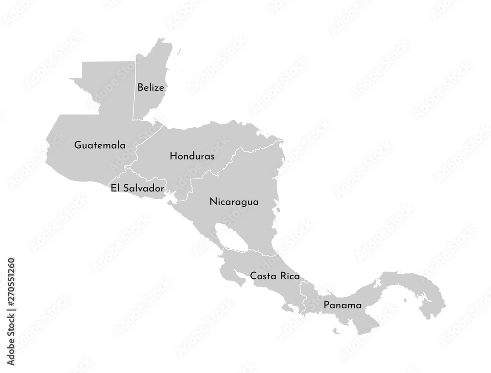 Poster Vector illustration with simplified map of Central America ...