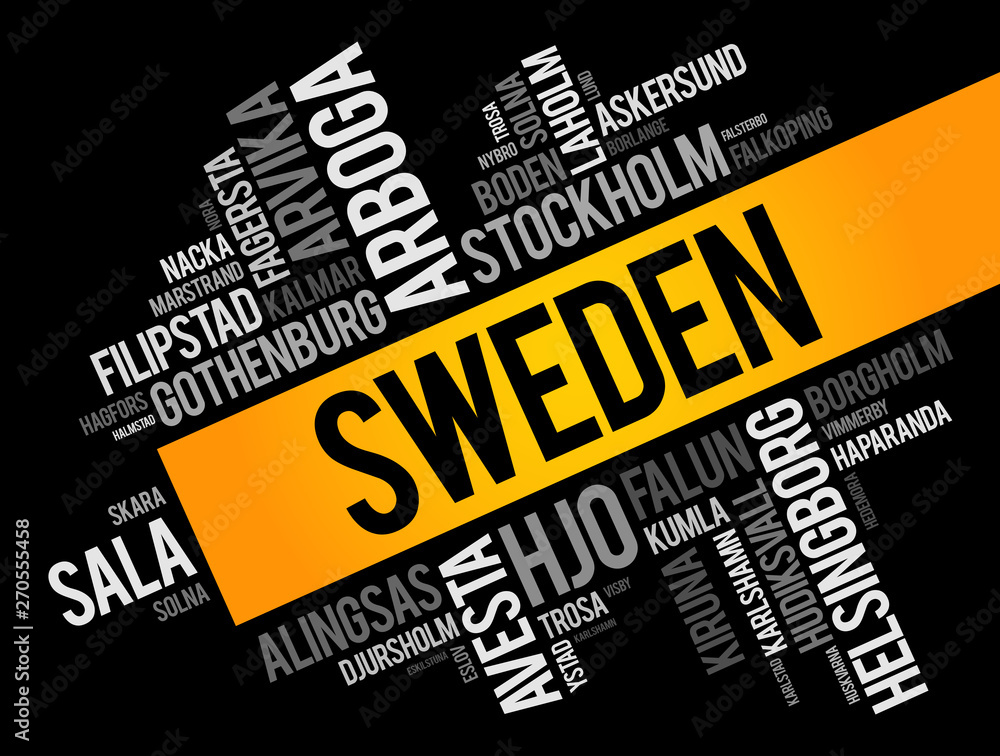 List of cities and towns in Sweden, word cloud collage, business and ...