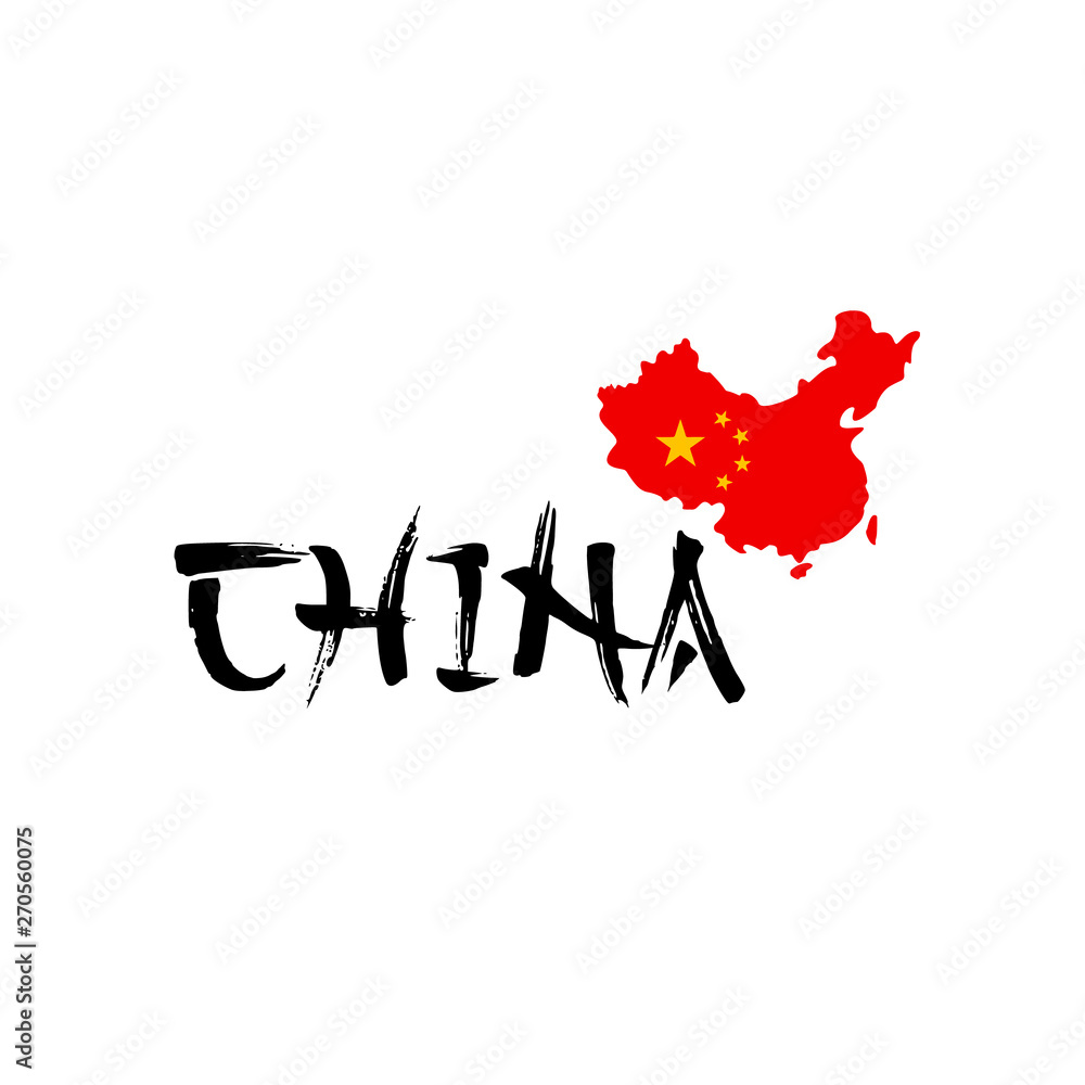 Flag of China. Icon of the Flag of China in the form of a Map. China ...
