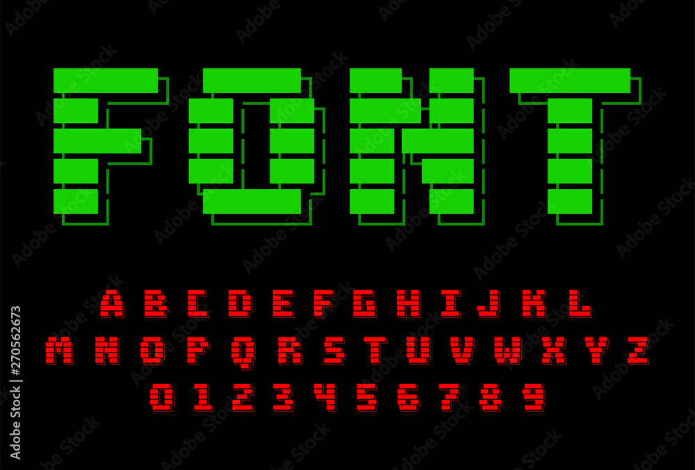 Old computer font. Retro alphabet in 8 bit style. Stock Vector | Adobe ...