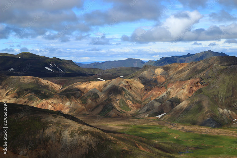 July in Iceland, one of the faces of Landmannalaugar, "the hot springs ...