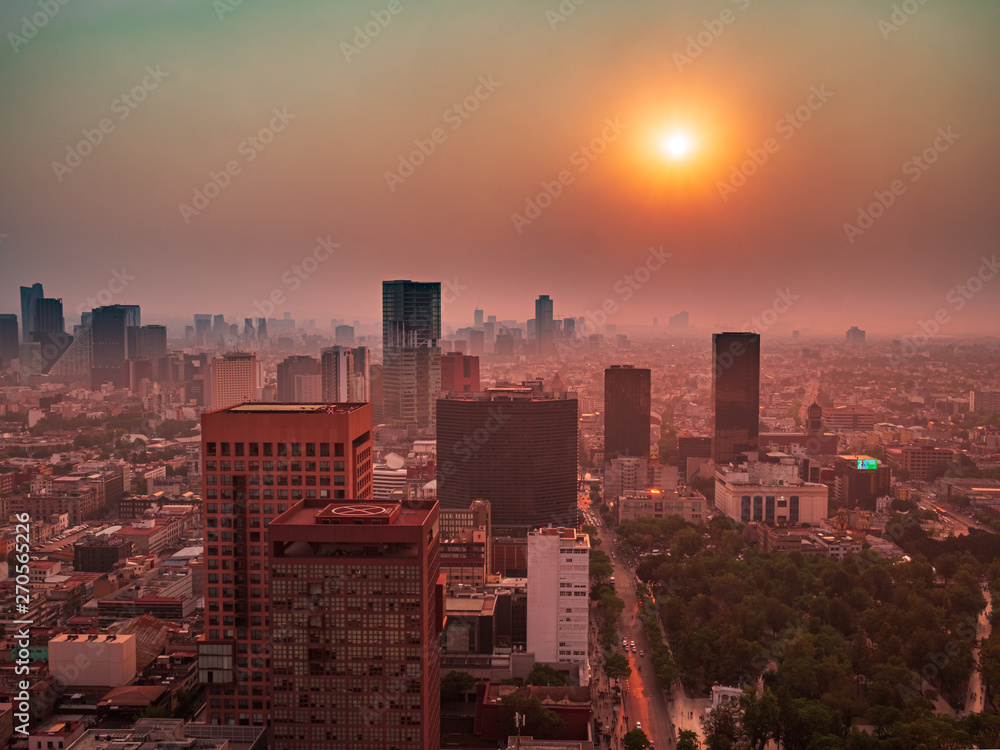 View from the Torre Latinoamericana Tower across Mexico City Skyline ...