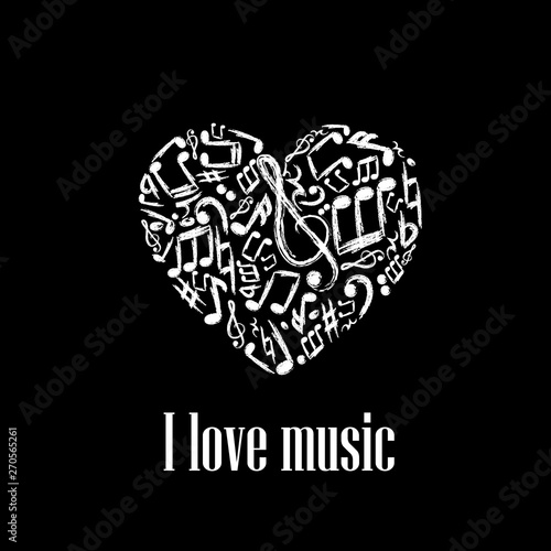 Music Note Heart Background