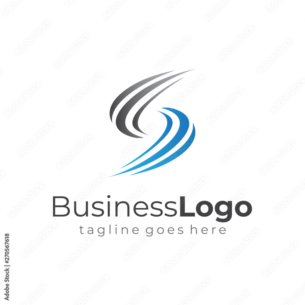 Simple Wave Blue Grey Letter S Business Logo Vector Design Template ...