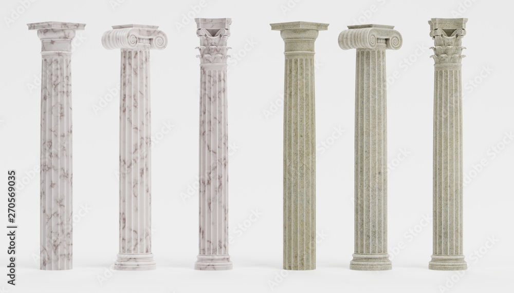Realistic 3d Render of Columns (Doric, Ionic and Corinthian) Stock ...