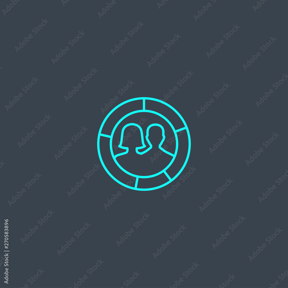 demographics concept blue line icon. Simple thin element on dark ...