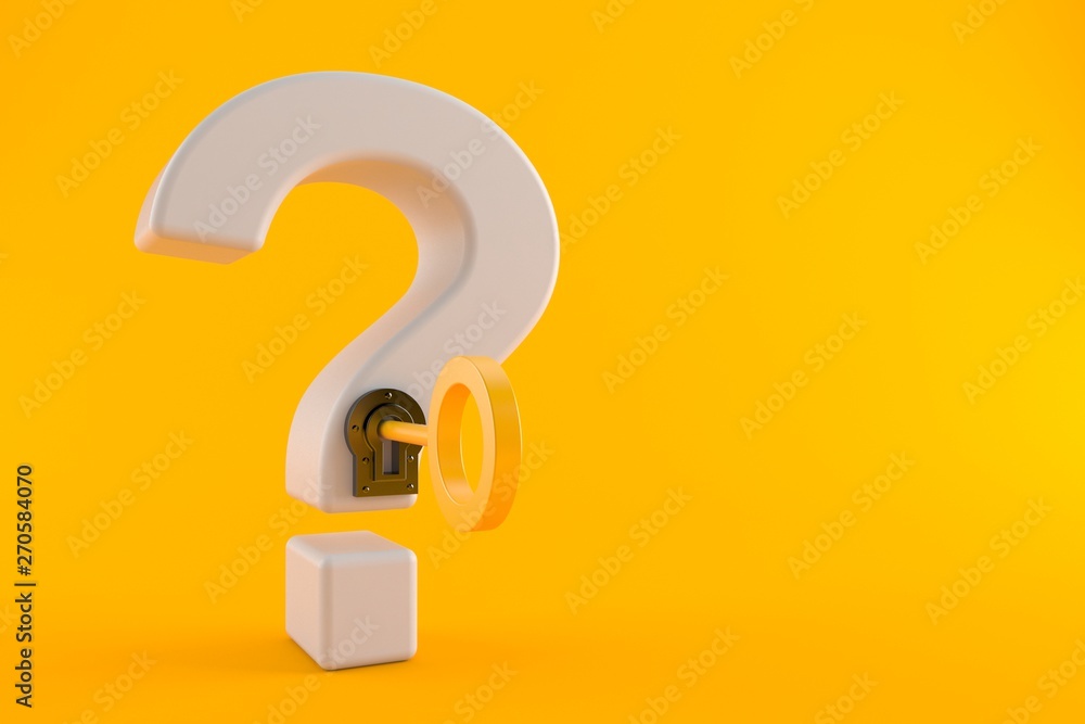 Question mark with golden door key Stock Illustration | Adobe Stock