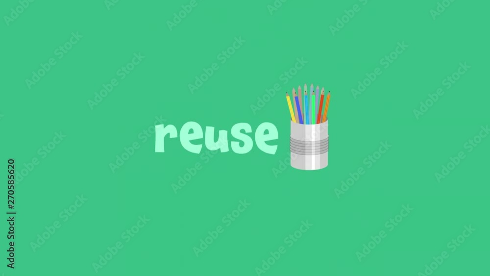 Vidéo Stock Video loop animation of the phrase 'reduce, reuse, recycle ...