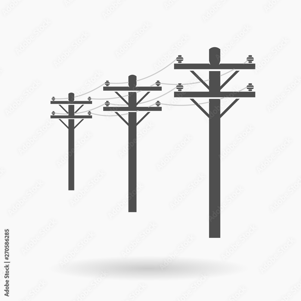High Voltage Connected Power lines Icon illustration vector Stock ...