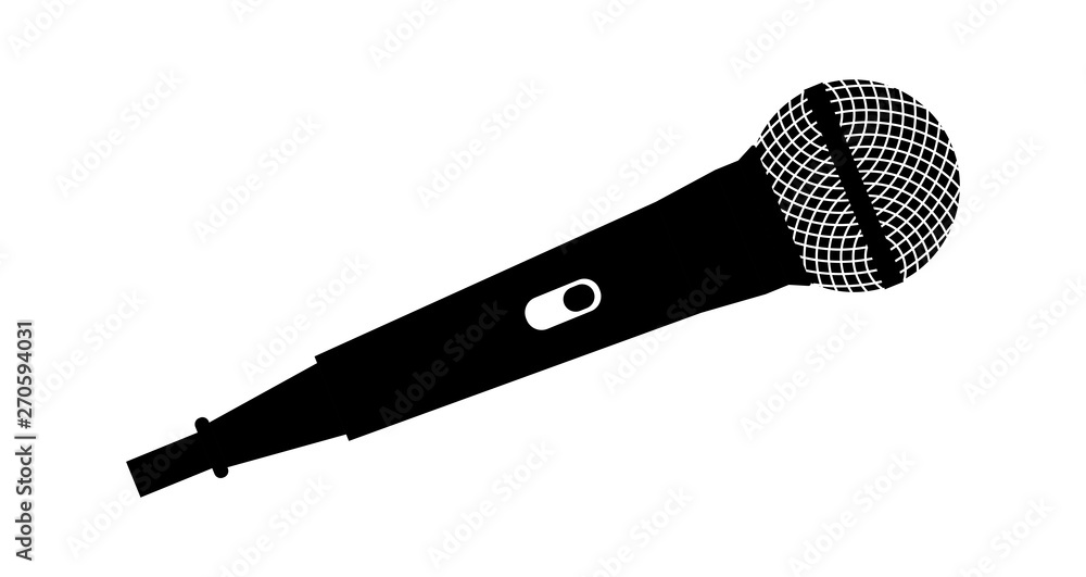 Microphone vector on white background. Mic silhouette. Music, voice ...