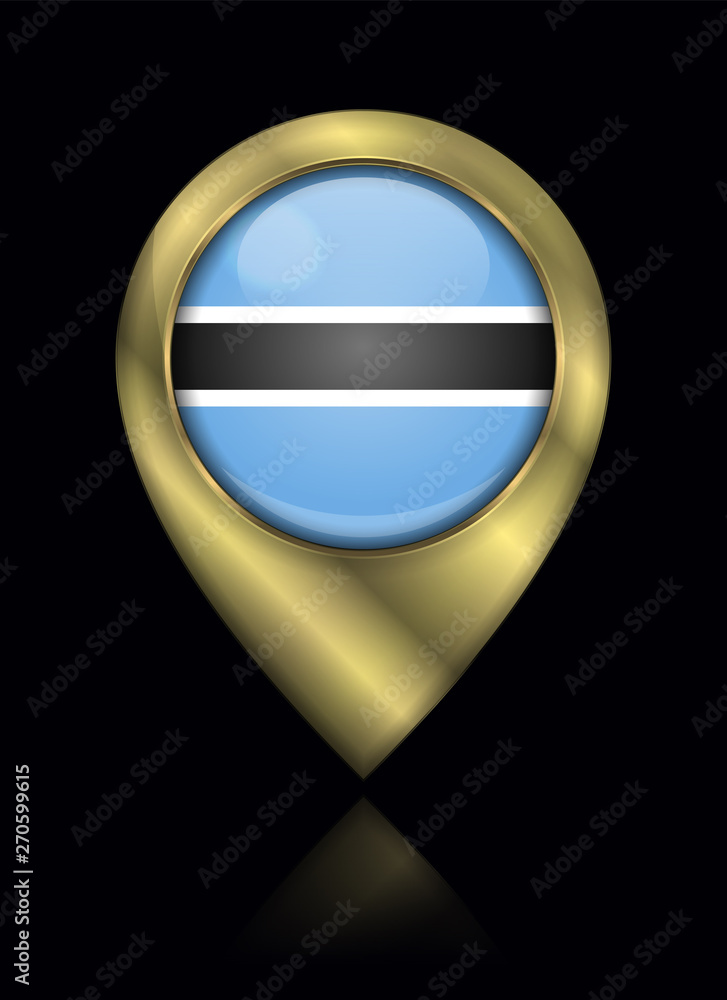 Flag of Botswana. Vector Sign and Icon. Location Symbol Shape. Gold ...